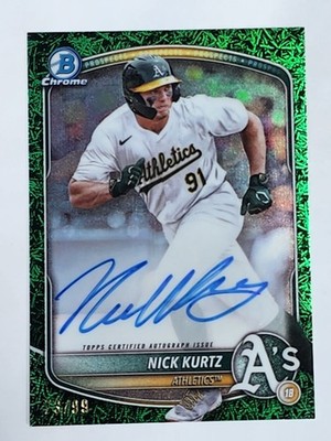 NICK KURTZ🔥 Green Grass REFRACTOR On-Card AUTO /99 💎 2025 Bowman ...