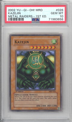 PSA 10 - Yu-Gi-Oh Card - MRD-026 - KAZEJIN *1st Edition* - GEM MINT | eBay