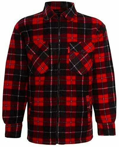 Men s Padded Work Shirts Quilted Fleece Lumberjack Shirt Top Coats ...
