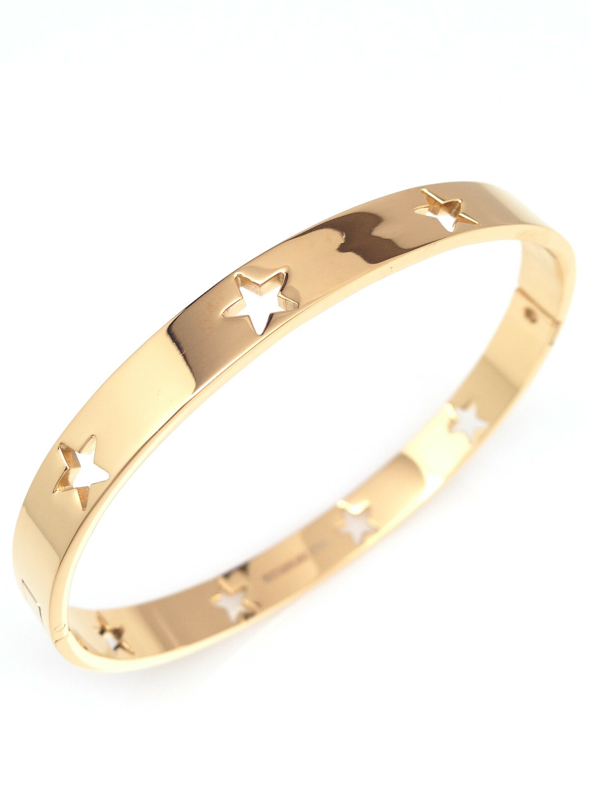 Stainless Steel Star Bangle Bracelet Gold Tone 6mm 6.75" | eBay