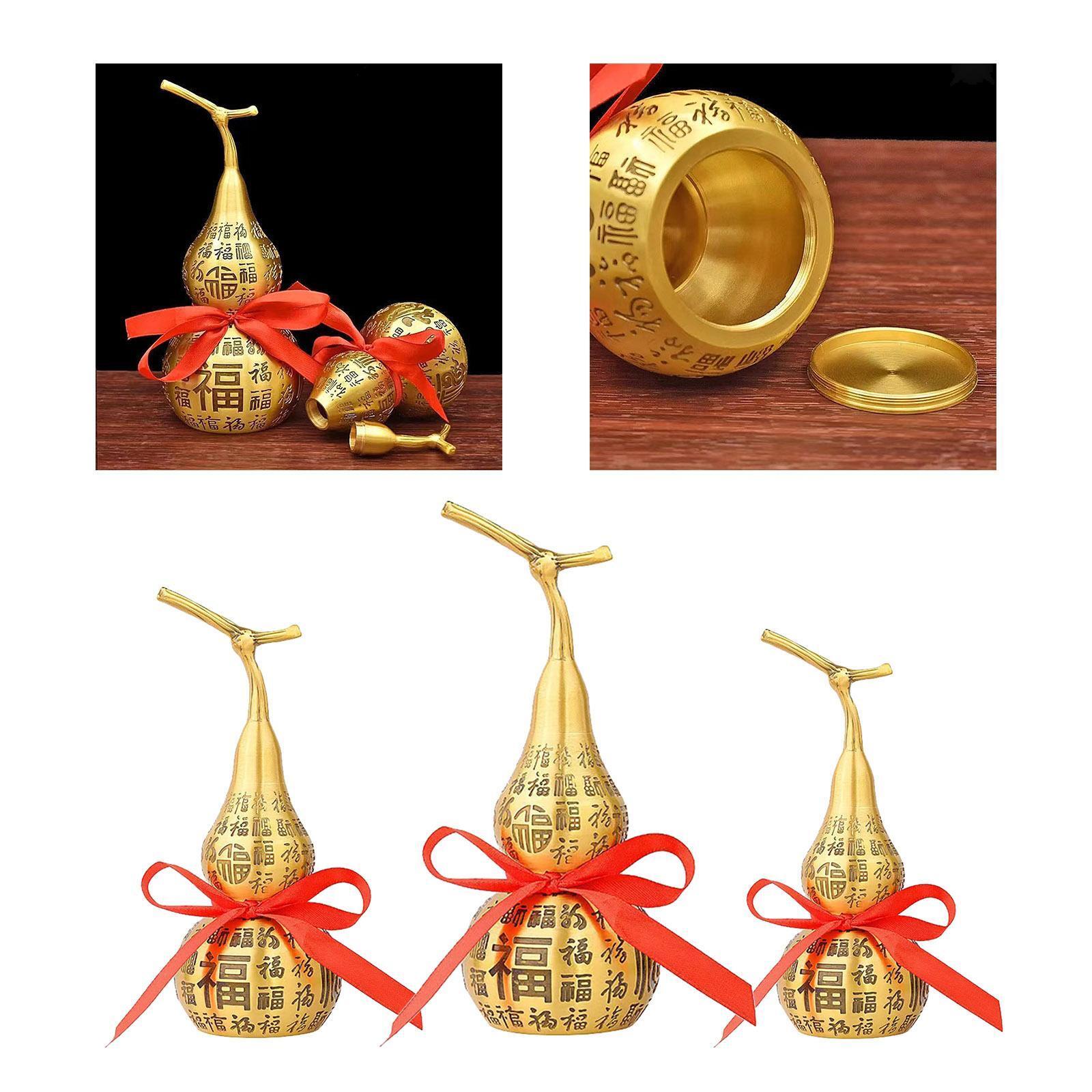 Feng Shui Brass Gourd Table Ornament Good Luck Statue for Home Office ...