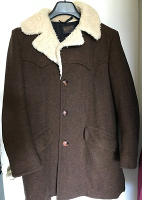 Vintage 60's Pendleton men's Brown Wool Jacket Coat Western Heavy ...