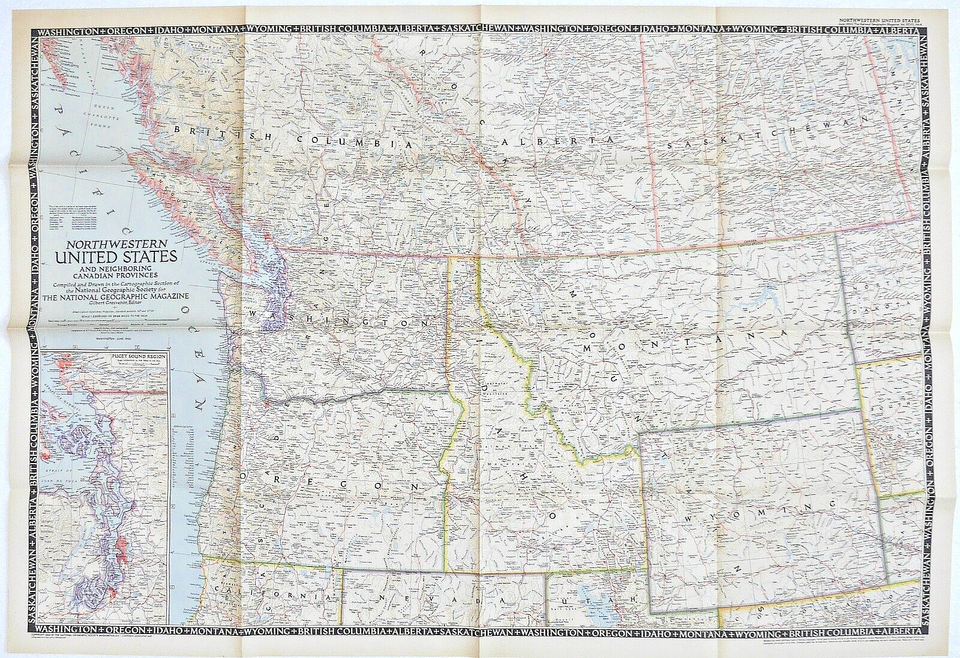 ⫸ 1950-6 June Map NW Northwestern United States US National Geographic ...