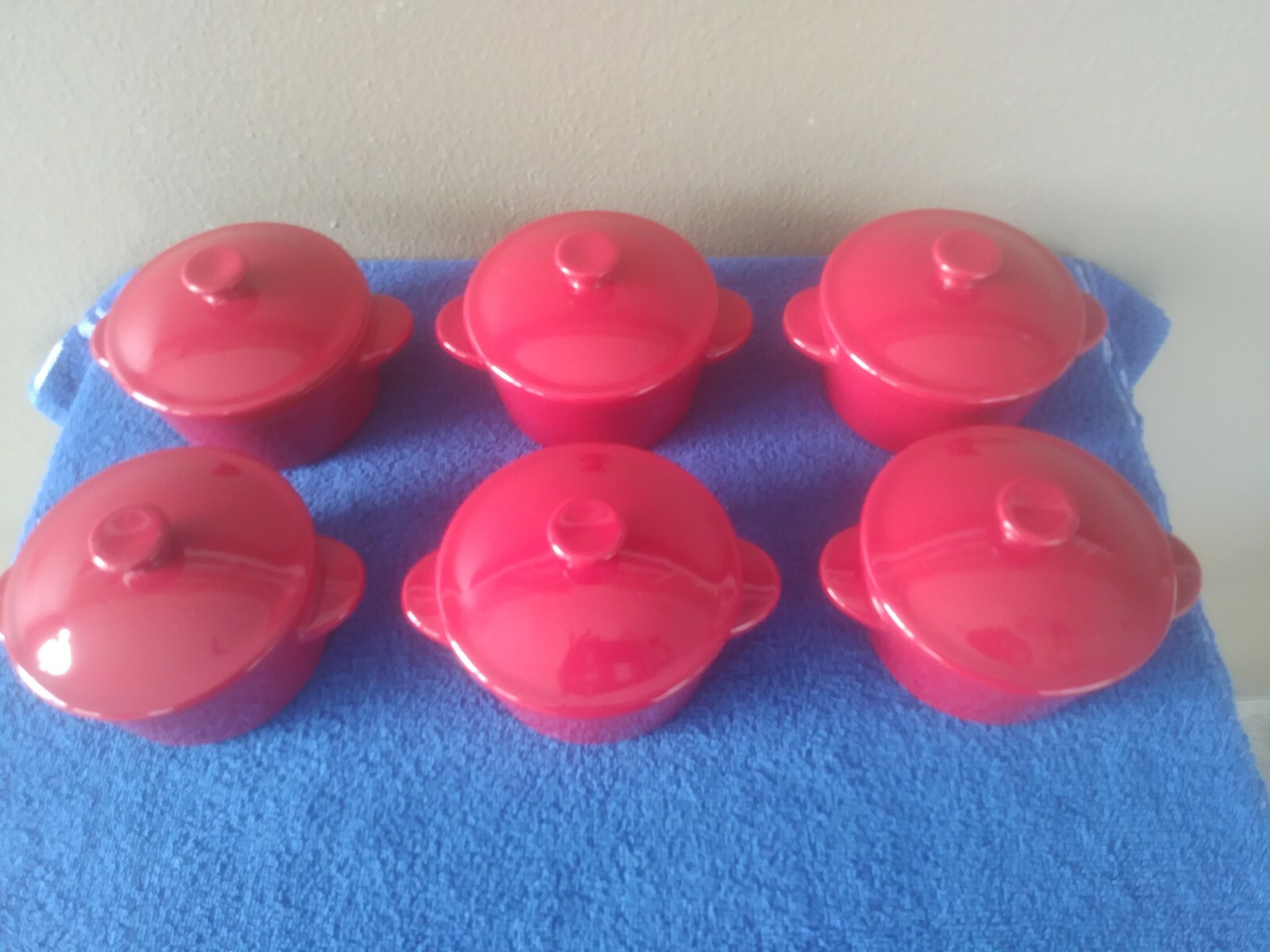 (6) Denmark Small Red Ramekins with Lids 4.25" Diameter 3.25" Tall | eBay