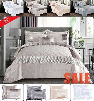Luxury Bed Throw 3 Piece Quilted Bedspread Bedding Set & Pillow Double ...