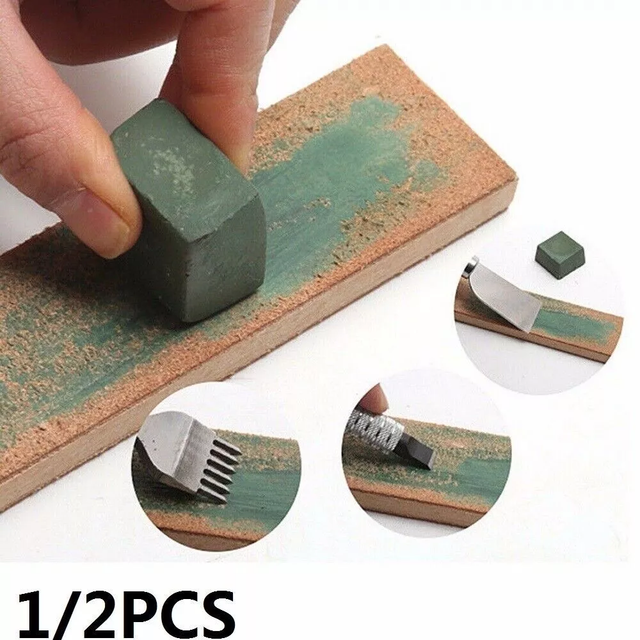 2X Leather Strop Sharpening Honing Compound Polishing Buffing Green 3cm ...