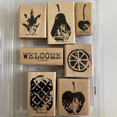 Stampin Up-Definitely Decorative Fresh Fruits-7pc Stamp Set-Pineapple ...