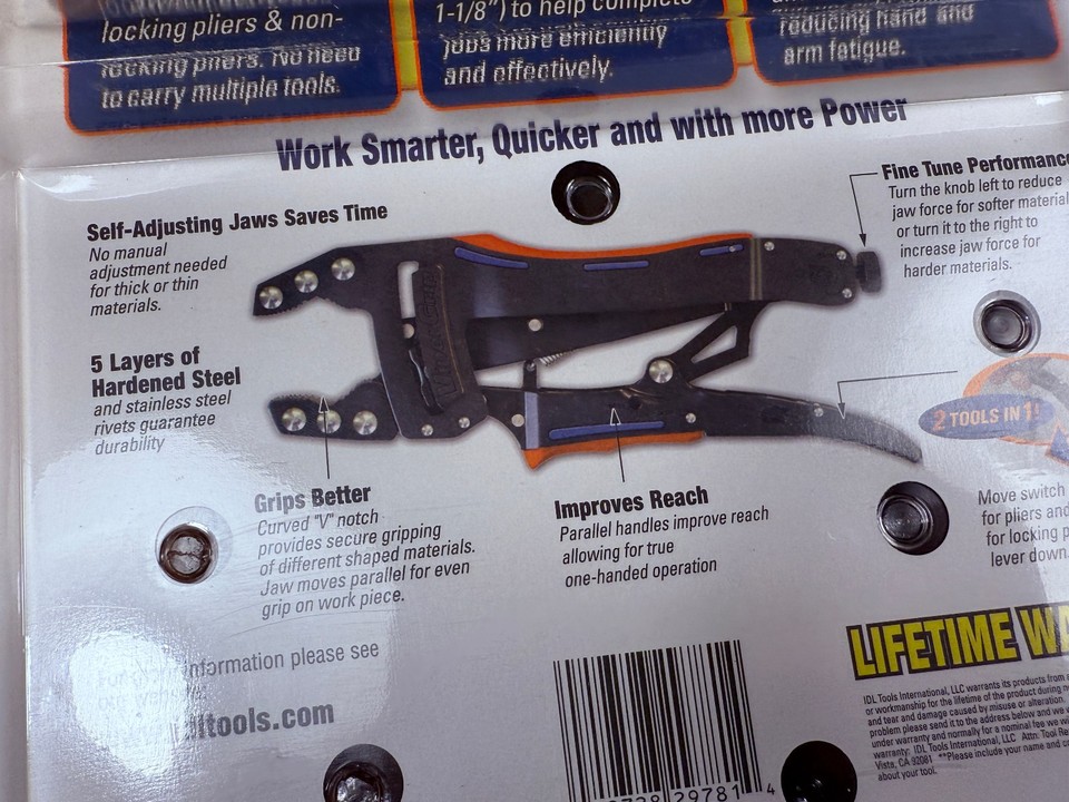 2 NEW IN PACKAGE - IDL TOOLS VIPER GRIP SELF ADJUSTING & LOCKING PLIERS ...