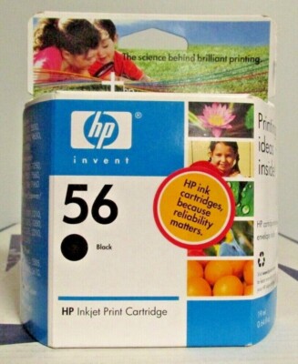 HP Inkjet Printer Ink Cartridge 56 Black, New/Old Stock Sealed Color ...