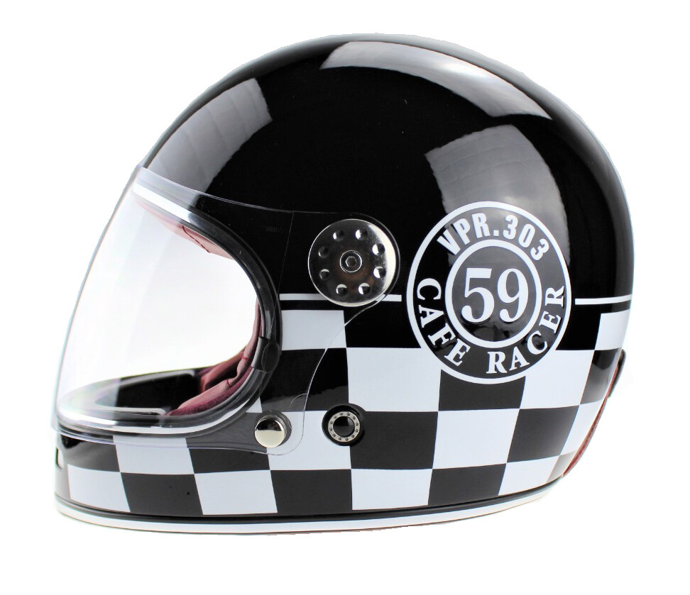 VIPER F656 RETRO VINTAGE 70's STYLE FIBREGLASS FULL FACE MOTORCYCLE ...