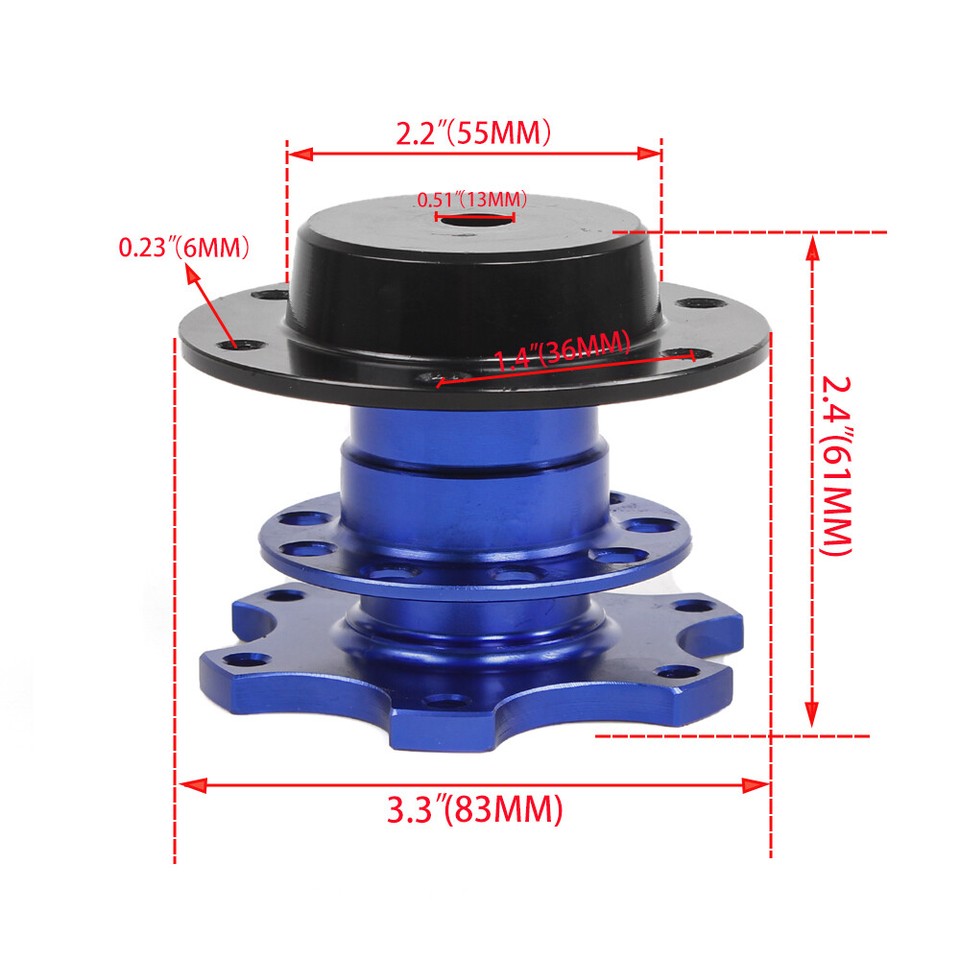 Blue 350mm Deep Dished Racing Aluminum Steering Wheel & Quick Release ...