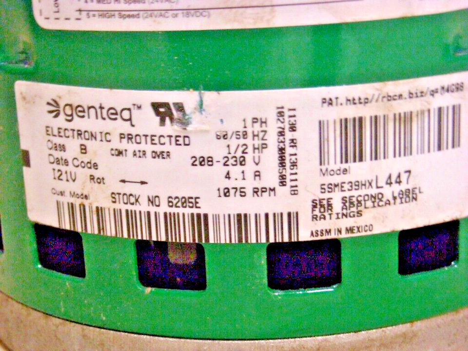 EX28- 1/2HP GENTEQ 5SME39HX EVERGREEN MOTOR and CONTROL MODULE | eBay