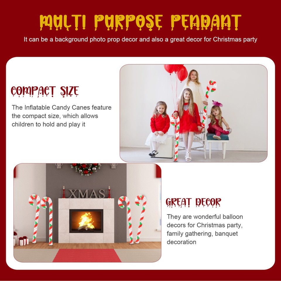 4 Pcs Inflatable Candy Canes Christmas Decoration Tree Decorations ...