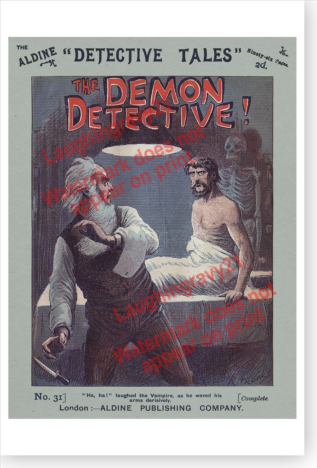 The Demon Detective Skeleton Aldine Detective Tales Cover Art Poster | eBay