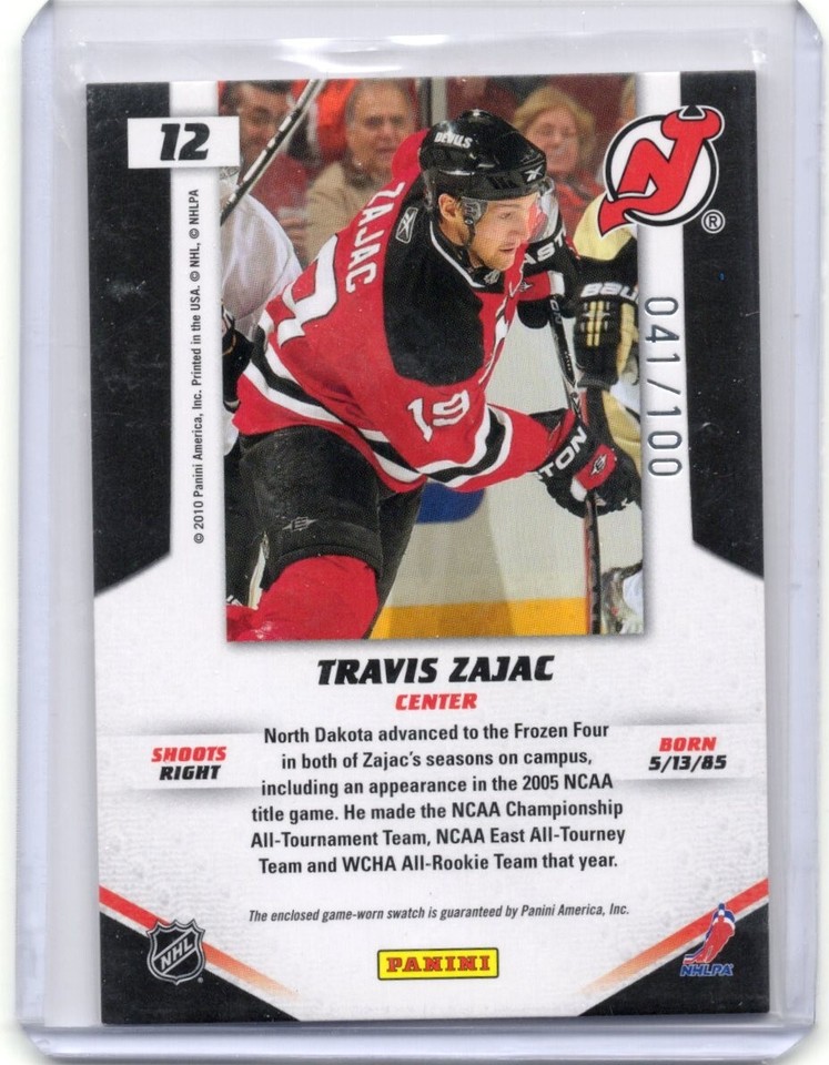 2010-11 Panini Certified Travis Zajac Big Men On Campus Jersey /100 #12 ...