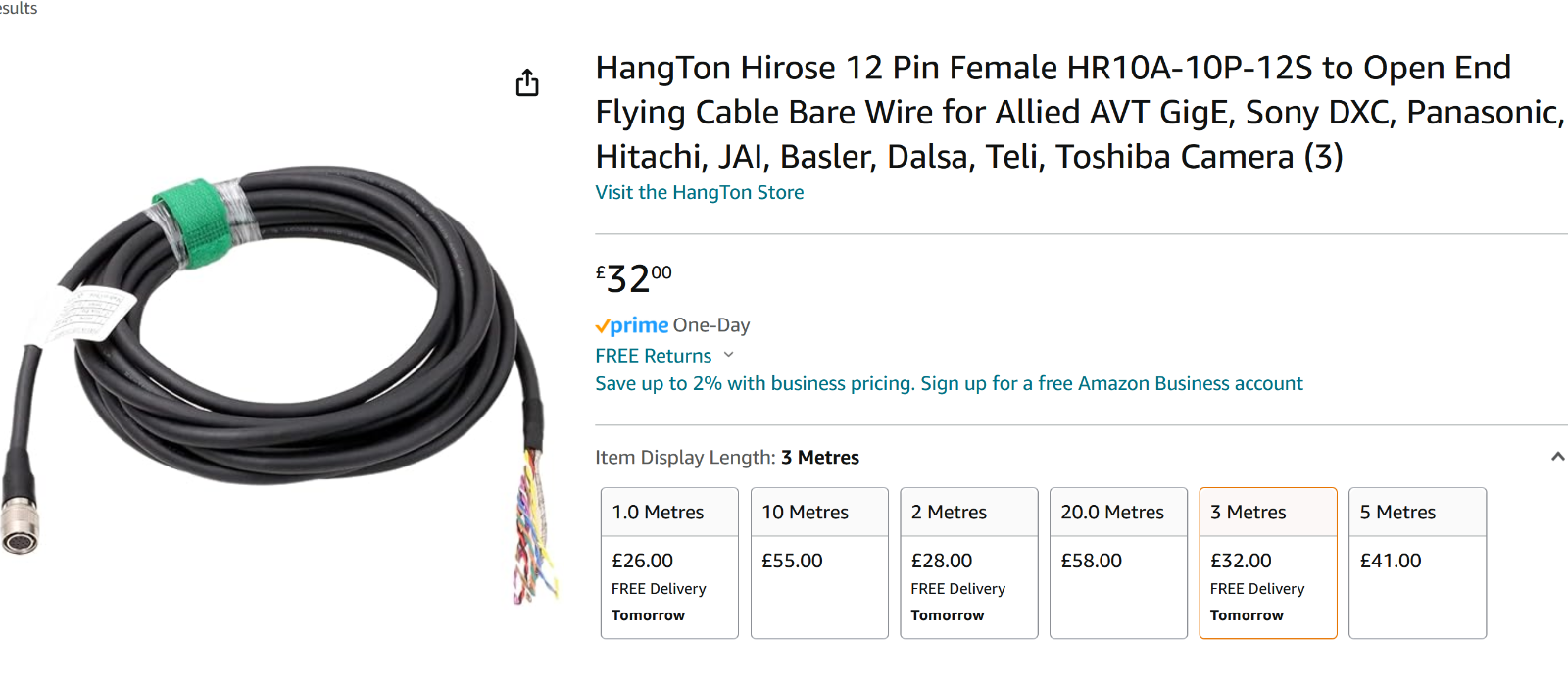 HangTon Hirose 12 Pin Female HR10A-10P-12S to Open End Flying Cable ...