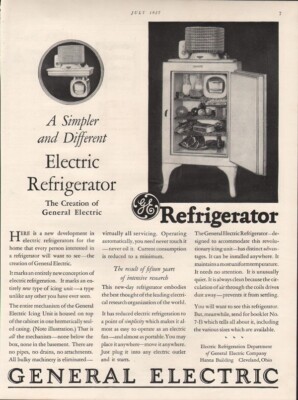 1927 GENERAL ELECTRIC REFRIGERATOR KITCHEN CLEVELAND COOLER APPLIANCE ...