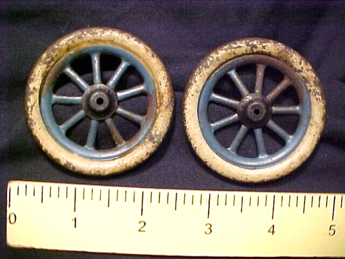 TOY PART EARLY 1900..ORIGINAL GERMAN TIN AUTO CAR WHEELS..CARETTE BING ...