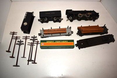 O27 Junk Lot Locomotive Flat Cars Shells Utility Poles Model Railroad ...