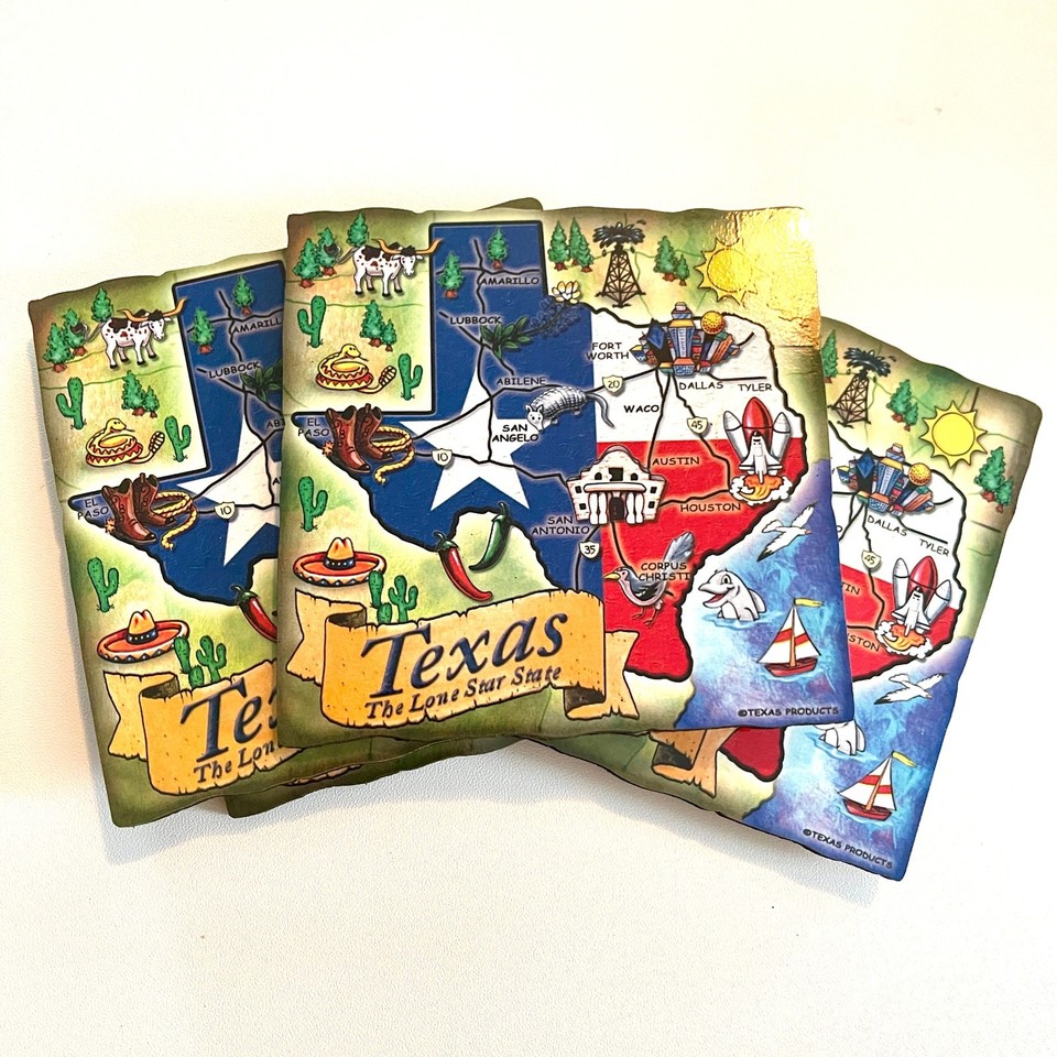 00s TEXAS PRODUCTS Vintage Americana Cork 4 Piece Coaster Set | eBay