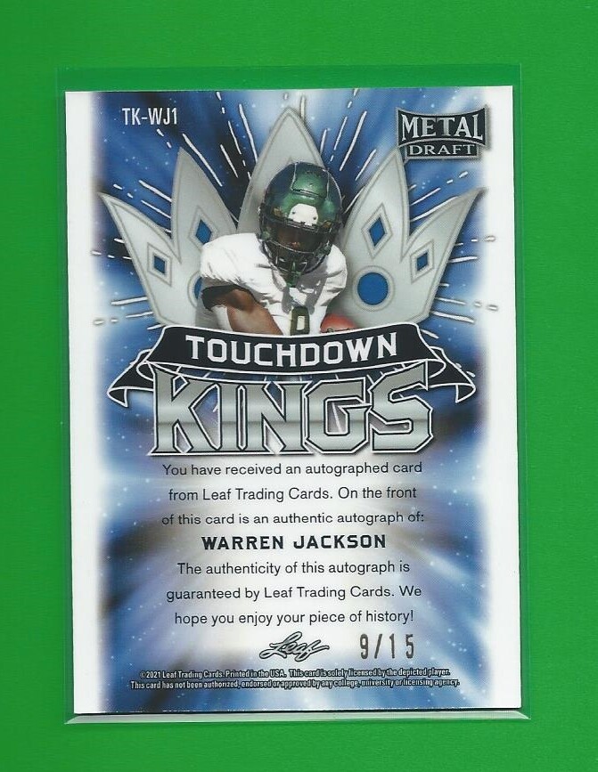 Warren Jackson 2021 Leaf Metal Draft TD Kings Purple Wave Auto 9/15 ...