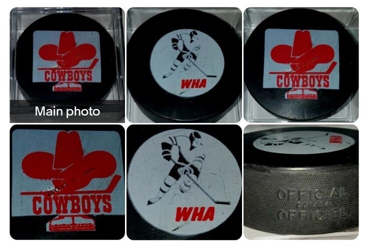 1975-77 WHA CALGARY COWBOYS vintage 🏒🤠🥅 OFFICIAL GAME PUCK OLD SLUG ...