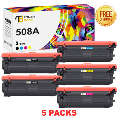 5PK Toner Cartridge For HP CF360A 508A LaserJet M553dn MFP M577dn M577c ...