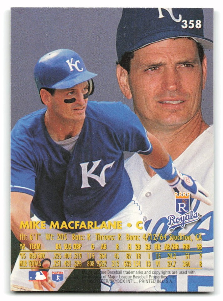 Mike Macfarlane 1996 Ultra BASEBALL #358 Kansas City Royals | eBay