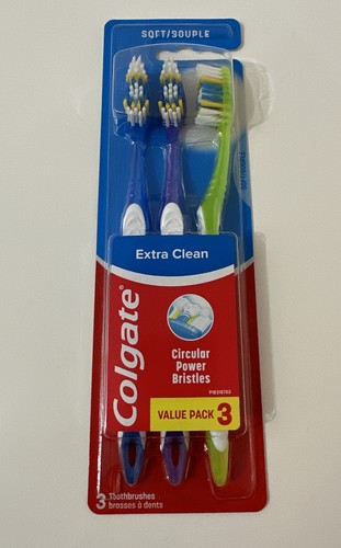 COLGATE EXTRA CLEAN/SOFT MANUAL TOOTHBRUSHES - (3-Pack) - NEW | eBay