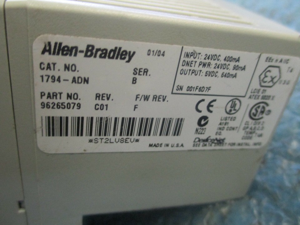 Allen Bradley Cat. # : 1794-ADN Flex I/O Adapter. Series B. P/N ...