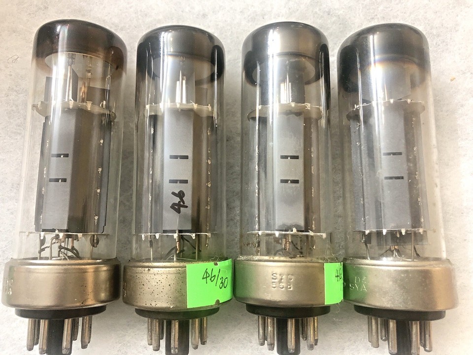 Valvo Philips EL34 6CA7 Metal Base Disc getter, NOS Tested Matched Quad ...