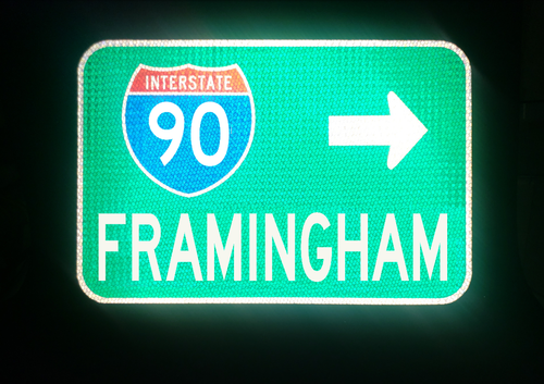 FRAMINGHAM, Massachusetts Interstate 90 route road sign 18"x12", | eBay