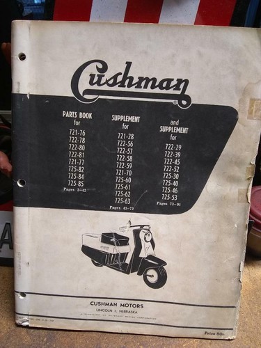 1959 CUSHMAN PARTS BOOK CATALOG ENGINE CYLINDER FRAME BODY PARTS ...