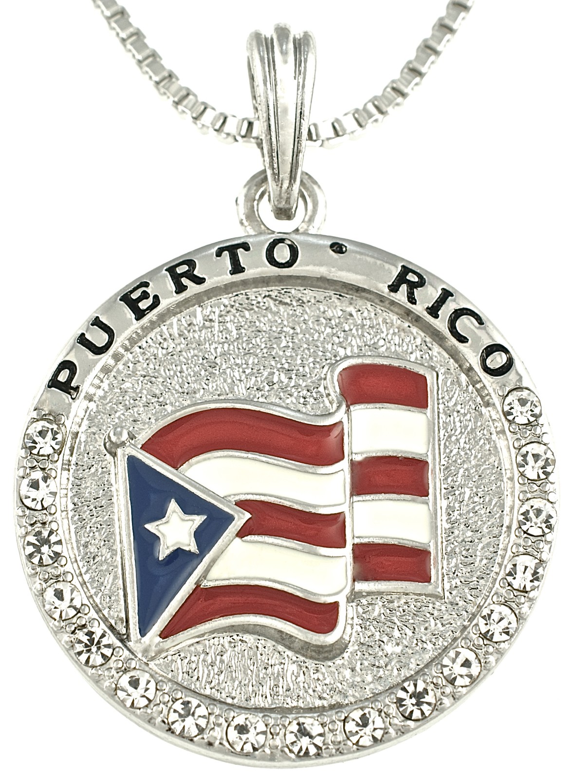 Puerto Rico Flag New Two Pendant Necklaces Set 24 & 30 Inch Box Link ...