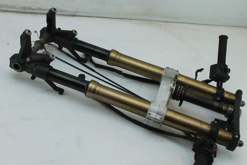 08-10 ZX10R FRONT END FORKS FORK TRIPLE TREE CLAMP TOP BOTTOM LEFT ...
