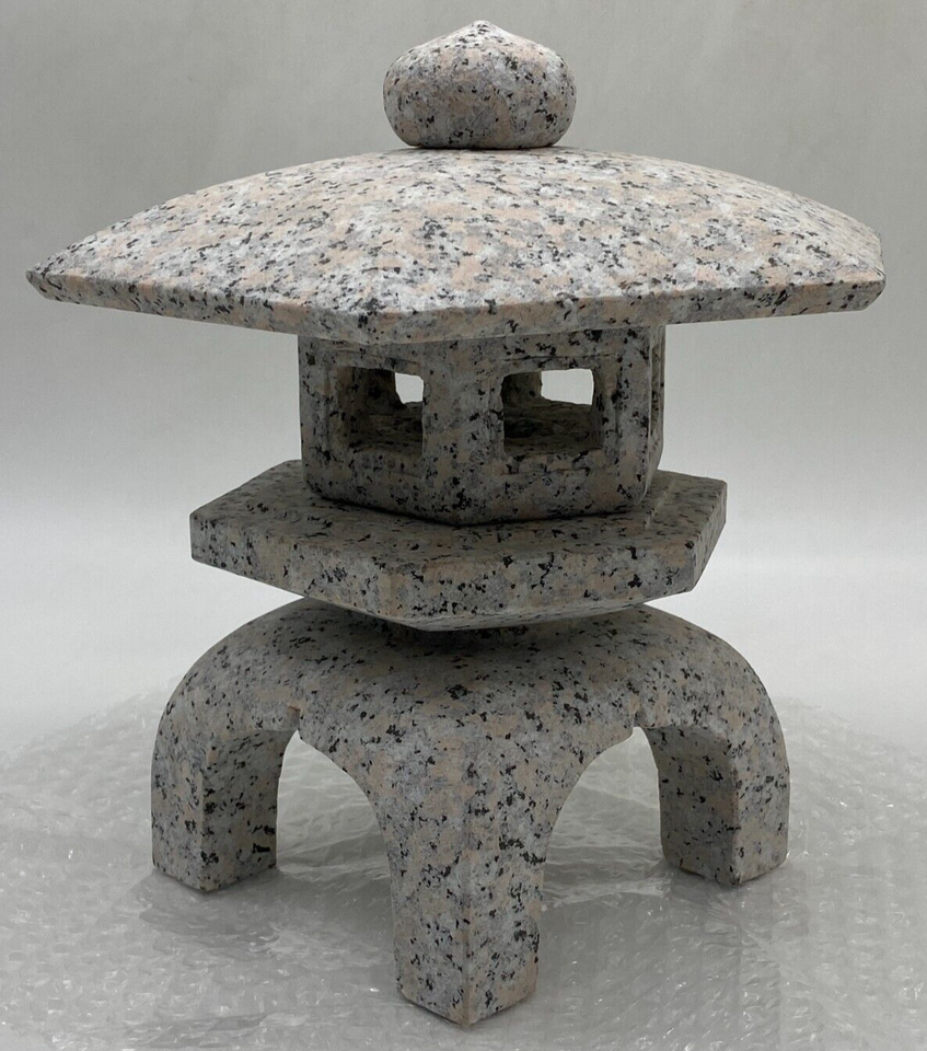 Pink Gray Stone Lantern Tourou Miniature Granite Japanese Garden ...