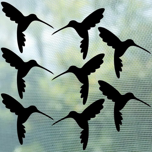 8 Pcs Retractable Screen Door Decals Hummingbird Window Stickers Black ...