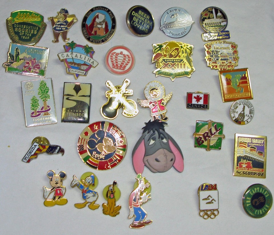 Lot of 29 Collectible Disney Pins, And Other Vintage Pins, Super Bowl ...