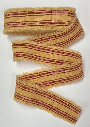 4 Yard Primitive Fabric Ribbon Strip 1" wide Homespun Red Tan Stripe ...