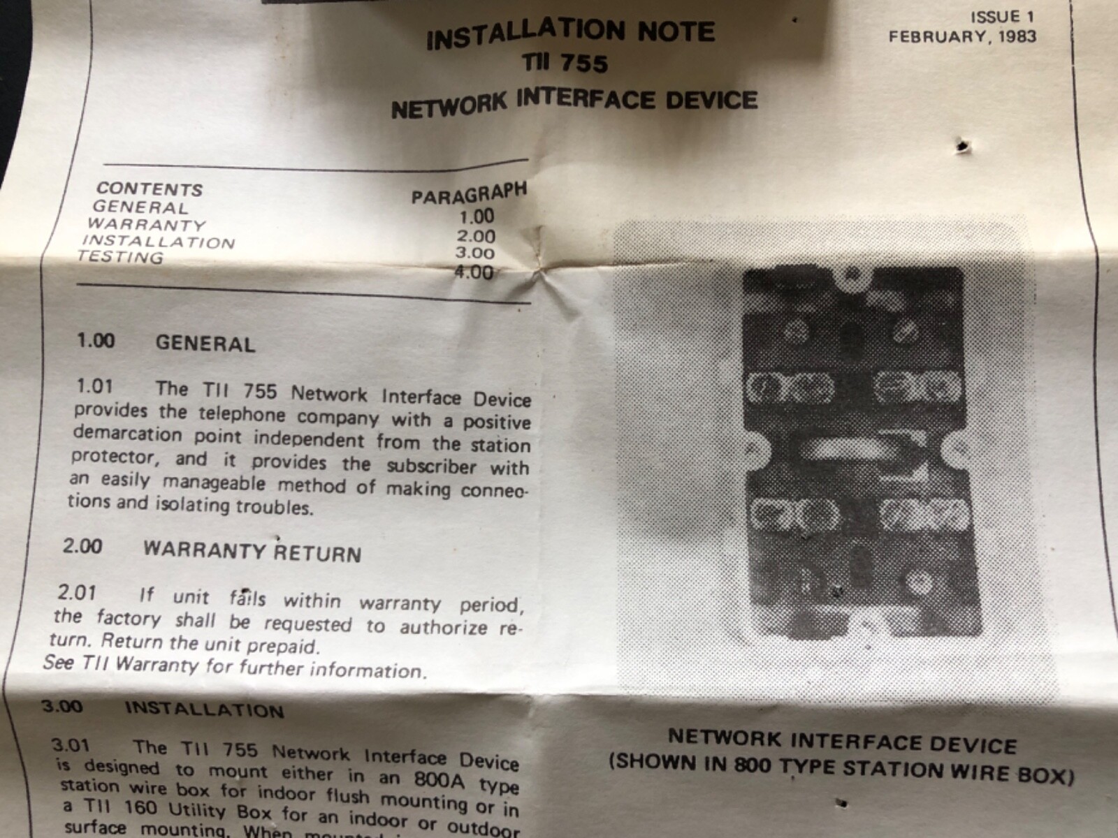 TII Industries Network Interface Device 755- NOS-Lot of 3 WE Bell ...