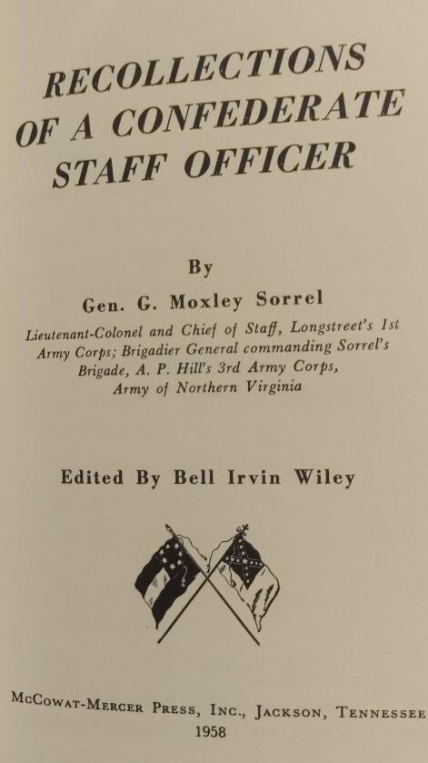 Recollections of a Confederate Staff Officer 1958 Signed by Bell I ...