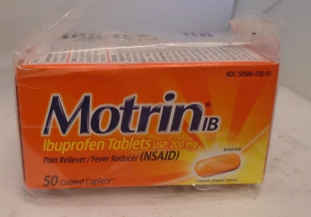 MOTRIN IB Ibuprofen Coated Caplets 200 MG 50 Ct for sale online | eBay