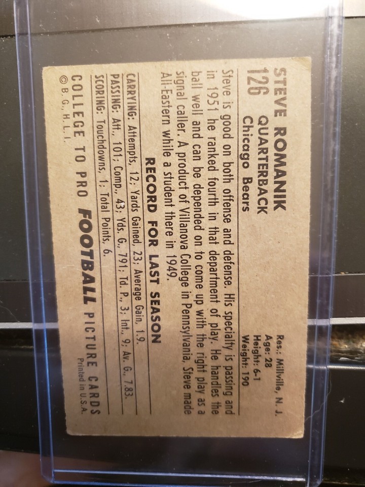 1952 Bowman Large #126 Steve Romanik Short Print Rookie Card | eBay