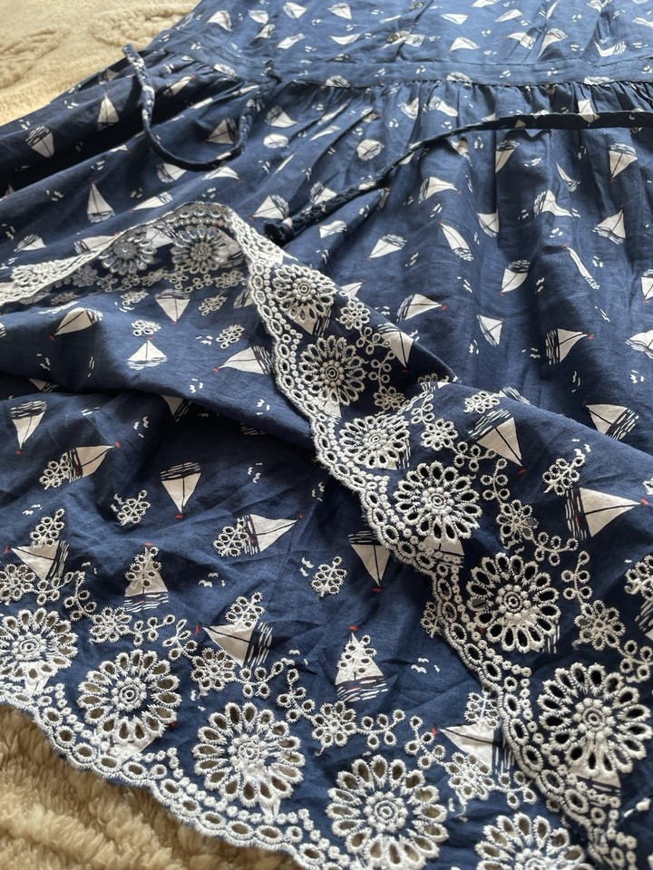 Mantaray Women's Dress UK 18 Blue With Boat Print Belt Side Zip Cotton ...