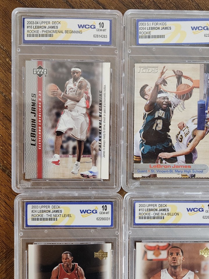 2003-04 LEBRON JAMES GRADED WCG 10 ROOKIE RC CARD LOT OF 4 BOX SET ...