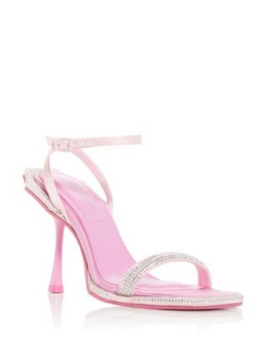 JONATHAN SIMKHAI Womens Pink Embellished Icon Square Toe Flare Heeled ...
