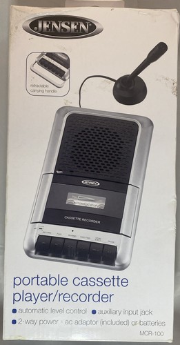 Jensen MCR-100 Portable Cassette Player & Recorder W/ Microphone Tape ...
