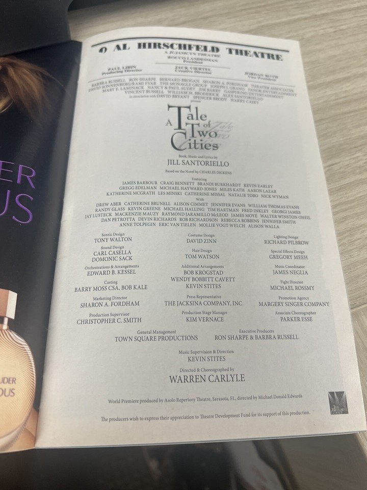 Playbill A Tale of Two Cities October 2008 James Barbour Craig Bennett ...