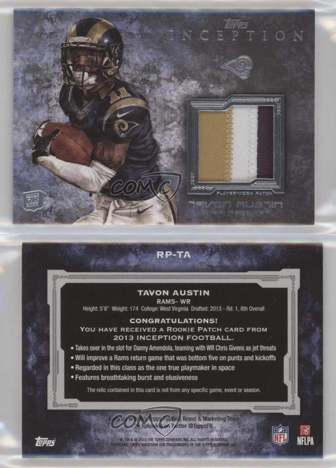 2013 Inception Rookie Relics Missing Serial Number Tavon Austin Patch ...