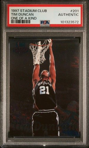 1997 TOPPS STADIUM CLUB ONE OF A KIND #201 TIM DUNCAN ROOKIE /150 PSA ...
